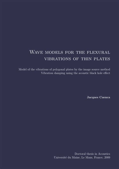 Pdf Wave Models For The Flexural Vibrations Of Thin Plates