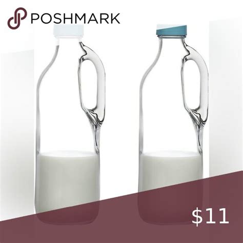2 Pc 47oz Clear Glass Milk Bottles Glass Pitcher With Handle And Lids