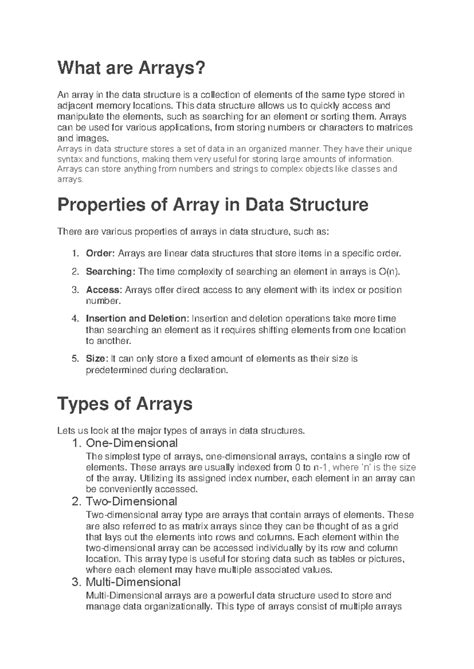 Array What Are Arrays An Array In The Data Structure Is A Collection