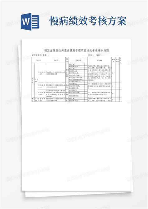 慢性病健康管理考核细则word模板下载熊猫办公
