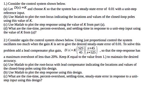 Solved Consider The Control System Shown Below A Let Chegg