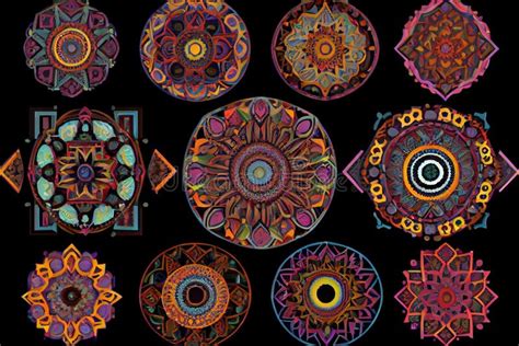 Intricate Mandala Design With Geometric Patterns Made With Generative Ai Stock Illustration