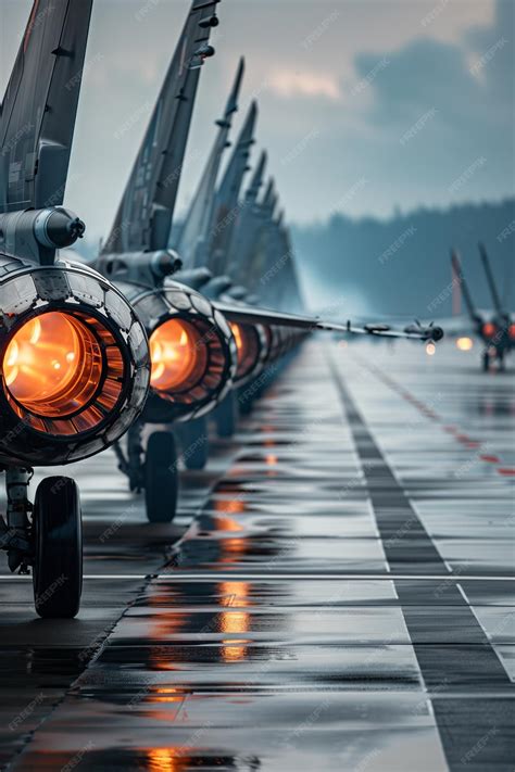 Closeup Of A Fighter Jet Engine In The Parking Lot Premium Ai