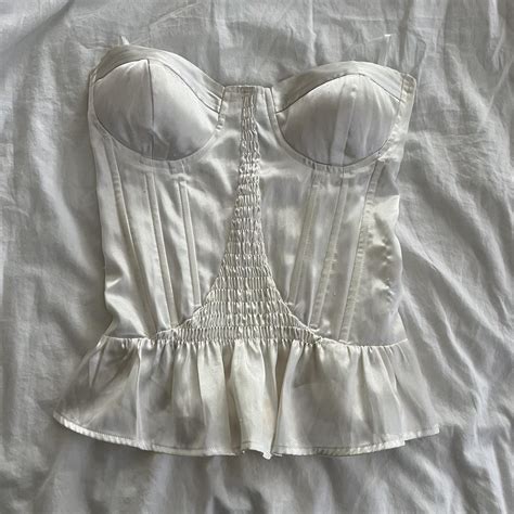 White Corset Top Has Some Boning But Also Elastic Depop
