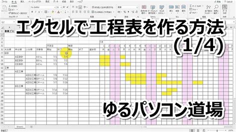 エクセルで工程表を作る方法を3分動画で1／4（エクセル表の便利活用02）【ゆるパソコン道場】 スッキリ・なるほど動画まとめ