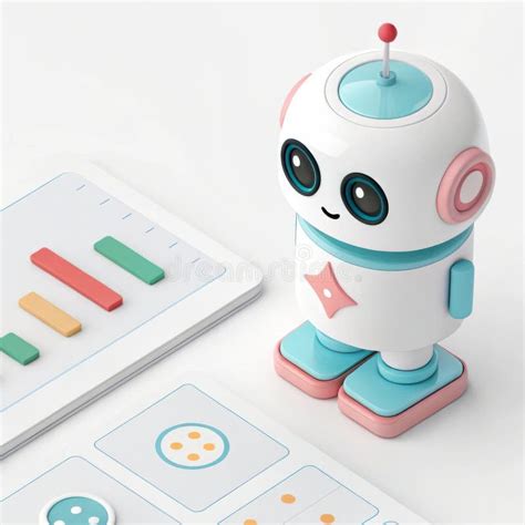 A Cute Cartoon Style Ai Robot Alongside A Digital Interface Displaying Charts And Graphs