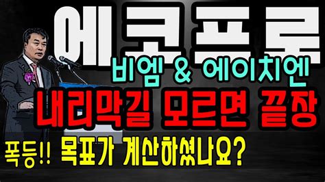 에코프로 폭등 후 내리막길 하락 직행 목표가 모르면 끝장납니다 에코프로비엠 에코프로에이치엔 주가전망 주식분석 Youtube