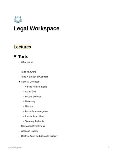 Contracts And Torts Outline Pdf Tort Damages
