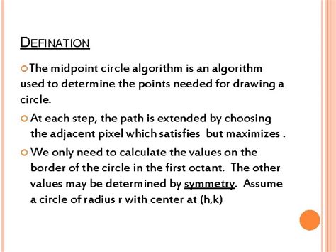 Midpoint Circle Algorithm Defination The Midpoint Circle Algorithm