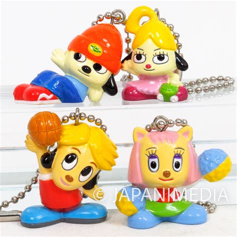 Parappa The Rapper Figure Ball Keychain 4pc Set Parappa Rappa Paula