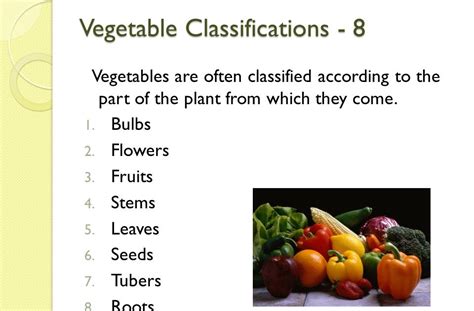 Classifications Of Vegetable