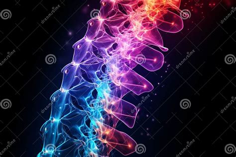 Image Showcases A Dynamic And Colorful Representation Of A Human Spine With Vibrant Symbolizing
