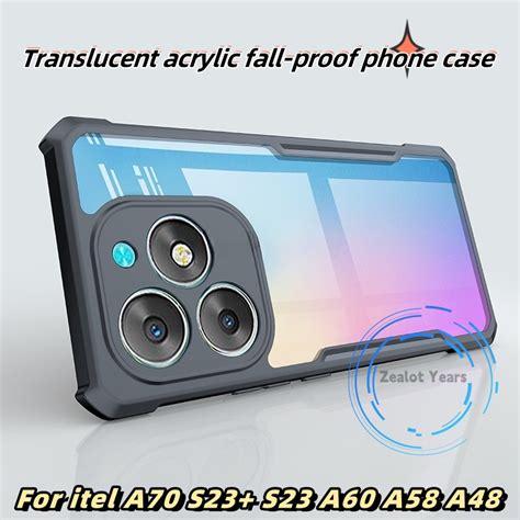 Acrylic Casing For Itel A70 4G Itel S23 Plus S23 ItelA70 Itel S23 Transparent Back Shockproof
