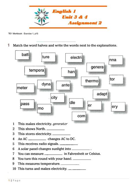 Solved English 7 Unit 3 4 Assignment 2 TE1 Workbook Chegg Com