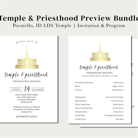 Lds Temple And Priesthood Preparation Printable Program Etsy