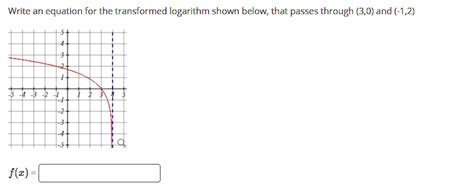 Solved Write An Equation For The Transformed Logarithm Shown Below
