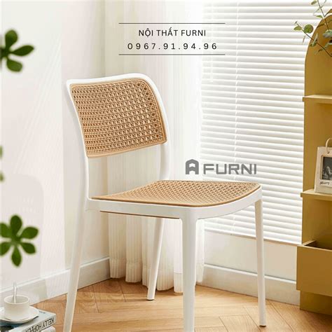 Ghế Nhựa Đúc Xếp Chồng Được Lưng Đục Lỗ Giả Đan Mây Đẹp Dành Cho Quán