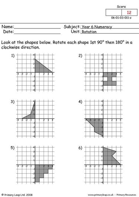 Rotation Of Shapes Worksheets