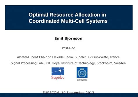Pptx Optimal Resource Allocation In Coordinated Multi Cell Systems Emil Björnson Post Doc