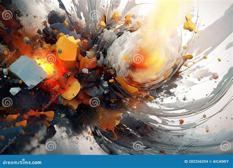 Collision Of Abstract Textures And Digital Elements Merging The