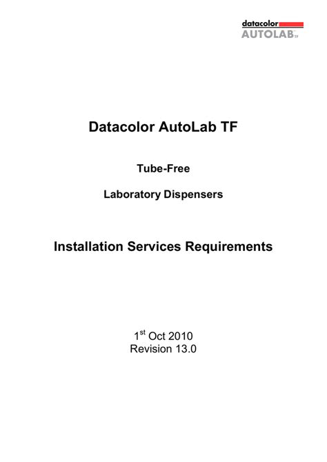 Datacolor Autolab Tf 88 Installation Services Requirements Manualzz