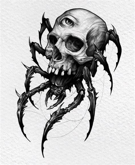 Pin by pii tattoos on Nhện Spider tattoo Dark art tattoo Skull