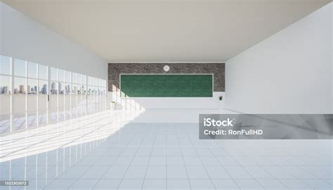 배경에 대한 교실과 흰색 타일 바닥의 3d 렌더링 교실에 대한 스톡 사진 및 기타 이미지 교실 바닥재 대리석 Istock