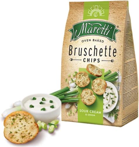 Maretti Bruschette Chips Sour Cream & Onion Baked Bread Snack 70gr ...