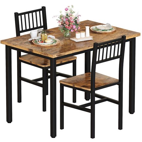 Lamerge 3 Piece Dining Table Set Industrial Kitchen Table And 2 Chairs