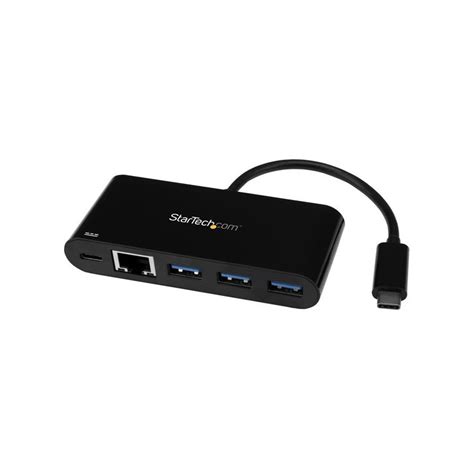 StarTech Com 3 Port USB C Hub With Gigabit Ethernet And Power Delivery USB C To 3x USB A USB