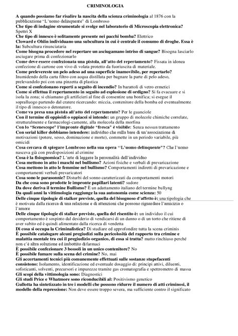 Criminologia Lmg 01 Giurisprudenza Pegaso Completo Prove Desame Di
