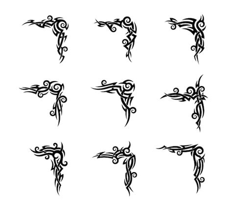 부족 트 또는 마오리 문신 세트 검은 모이 프리미엄 벡터