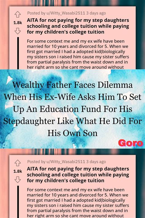Wealthy Father Faces Dilemma When His Ex Wife Asks Him To Set Up An