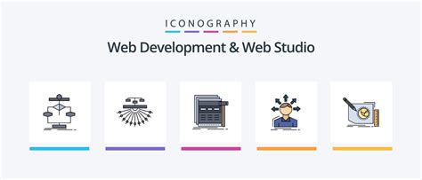 Web Development And Web Studio Line Filled Icon Pack Including Frame Content Webpage Web