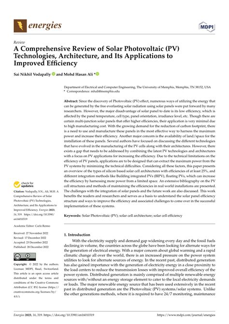 Pdf A Comprehensive Review Of Solar Photovoltaic Pv Technologies