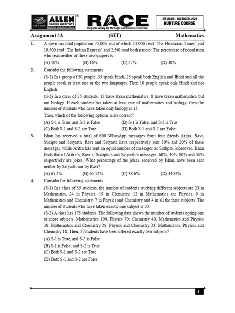 Assigement A Set Student Pdf Physics Mathematics