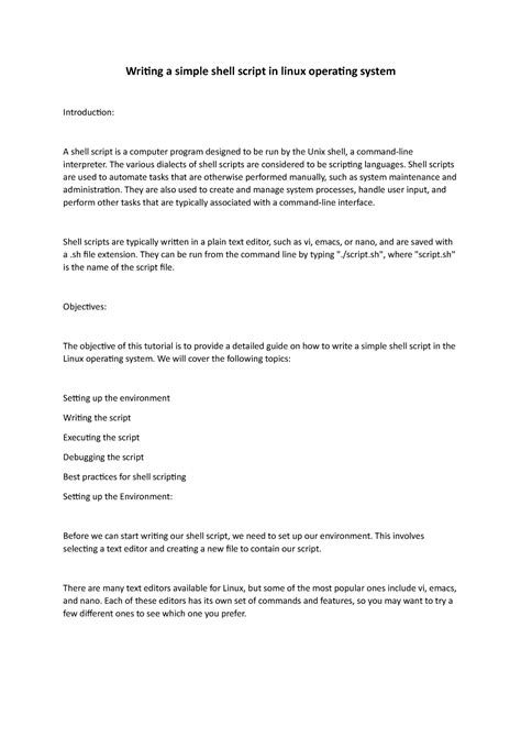 Writing A Simple Shell Script In Linux Operating System Writing A