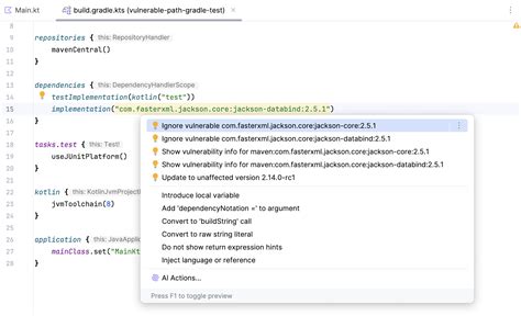 Vulnerable Dependencies Intellij Idea Documentation