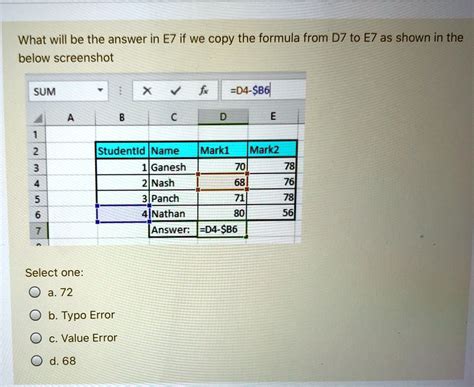 SOLVED Please Answer This One What Will Be The Answer In E7 If We