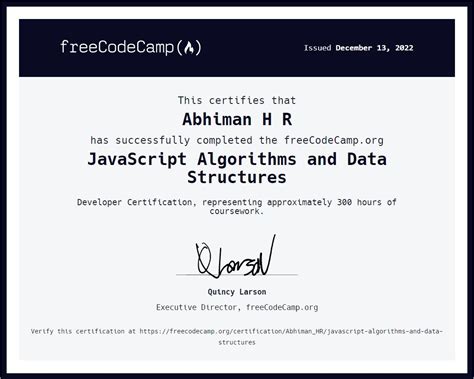 Certificate Freecodecamp Freecodecamp Certificateofcompletion… Abhiman H R