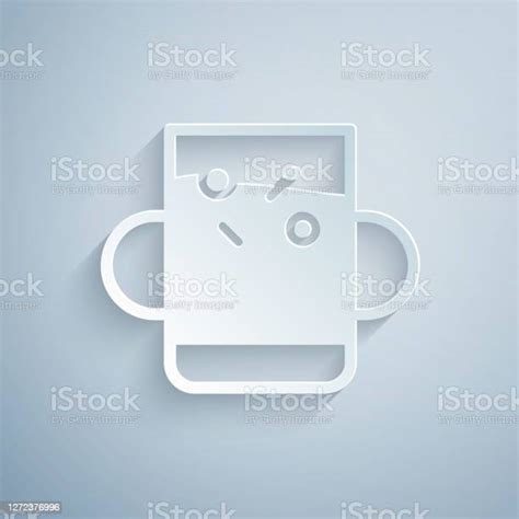 회색 배경에 고립 된 차와 잎 아이콘의 종이 컷 컵 종이 아트 스타일 벡터 0명에 대한 스톡 벡터 아트 및 기타 이미지 0명 3차원 형태 개념 Istock