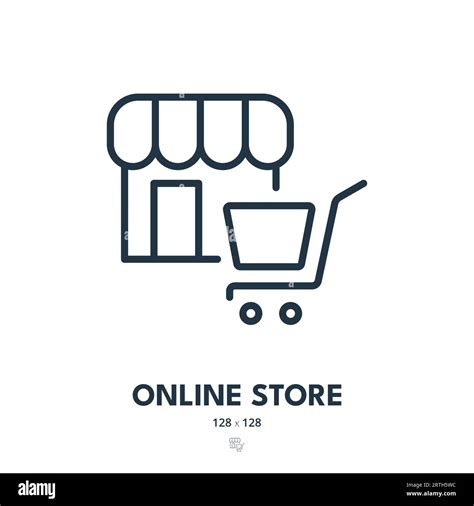 Online Store Icon Shop Ecommerce Shopping Cart Editable Stroke