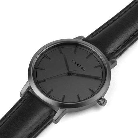 Kartel Isla Watch Gunmetal Caseblack Dialblack Leather Strap