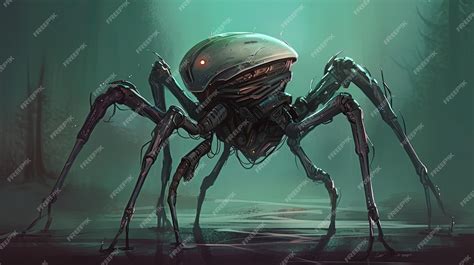 Un Robot Con Patas De Araña Concepto De Fantasía Pintura De Ilustración