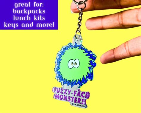 Fuzzy Face Monsters Coloring Book Character Keychains For Bags