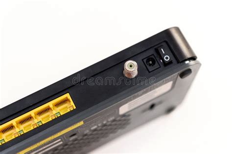 Detail Of ADSL Modem With Four Yellow LAN Ports Stock Photo Image Of Ethernet Line