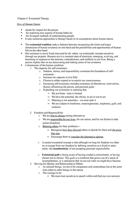 Chapter 6 Existential Therapy Chapter 6 Existential Therapy View Of
