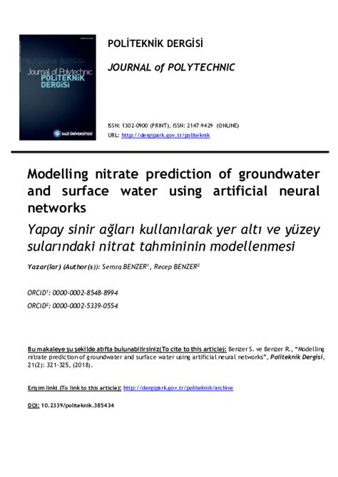 pdf modelling nitrate prediction of groundwater and surface water