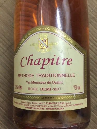 Michel Bergey Chapitre Rosé Demi Sec Vivino Canada