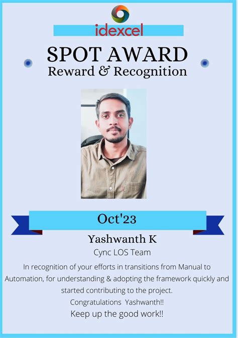 Yashwanth K On Linkedin Spotaward Recognitionawards Achievement Teamworkmakesthedreamwork